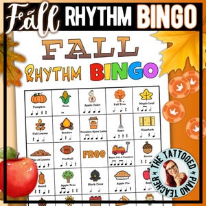 Fall Rhythm Music Bingo Game | Note & Rest Values (printable) - Etsy