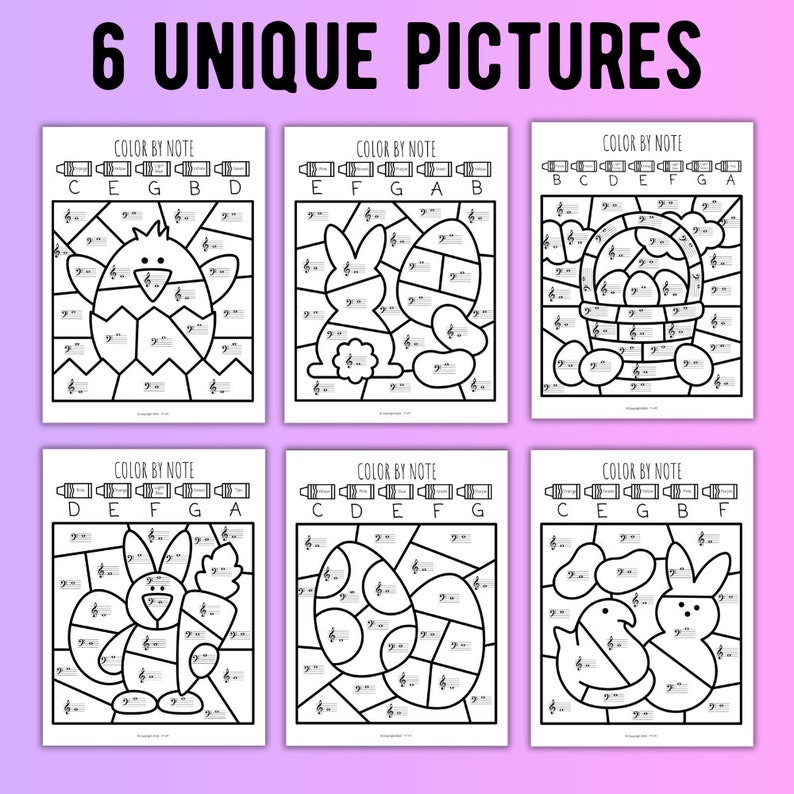 Easter Coloring Pages | Color by Code Music Notes | 3 Levels | Note ...