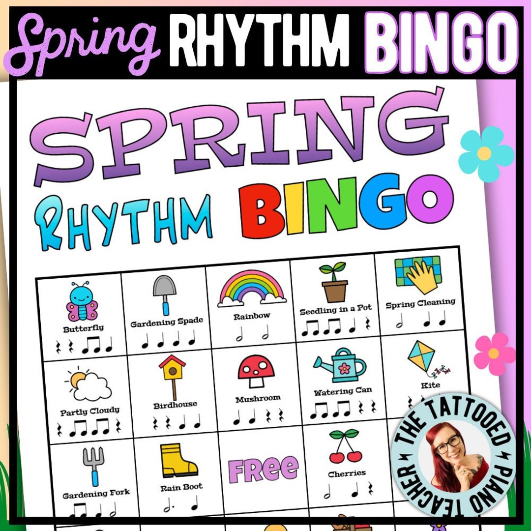 Spring Rhythm Bingo | Music Bingo Game for Beginners (note Values) - Etsy
