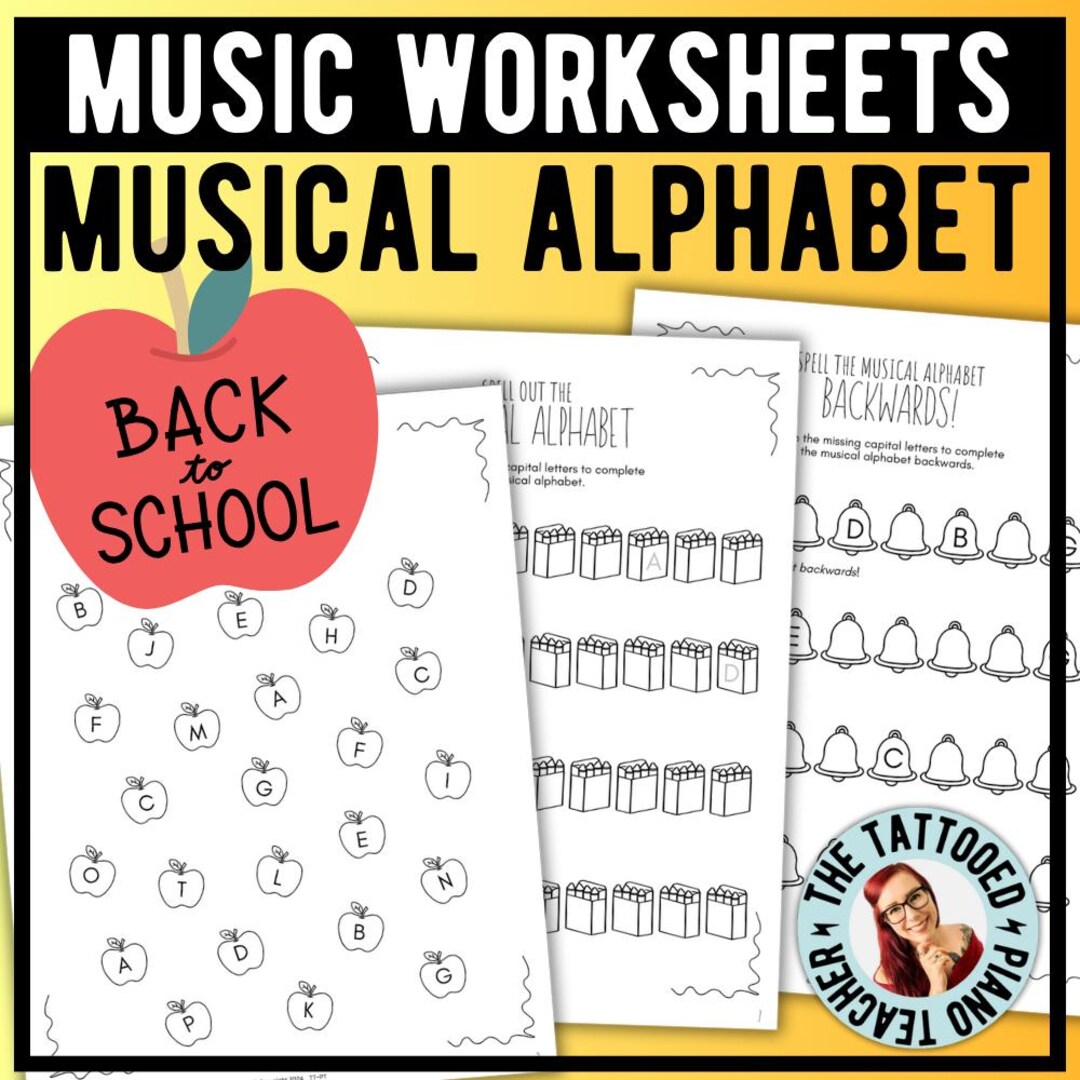 Back to School Music Worksheets | Musical Alphabet [beginner Piano ...
