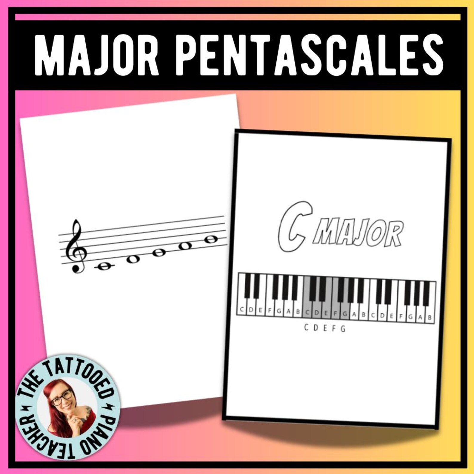 Major Pentascales Flash Cards | 5-finger Scales | Music Theory ...