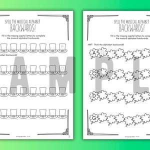 St. Patrick's Day Music Worksheets | Musical Alphabet [beginner Piano ...