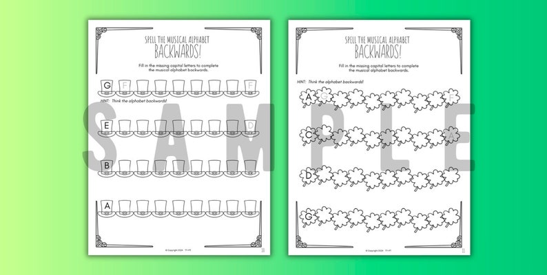St. Patrick's Day Music Worksheets | Musical Alphabet [beginner Piano ...