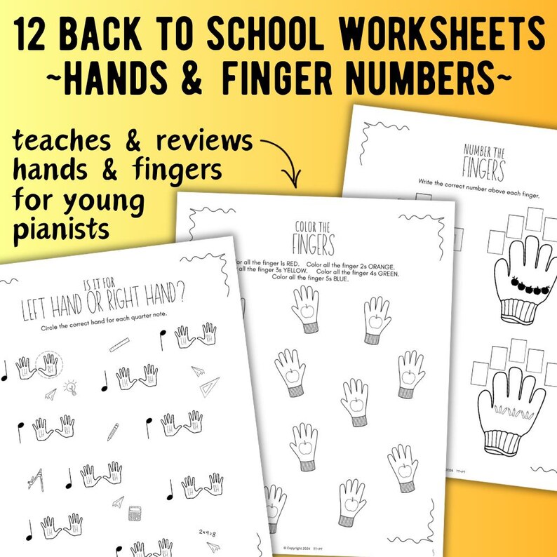 Back to School Music Worksheets | Finger Numbers [beginner Piano ...