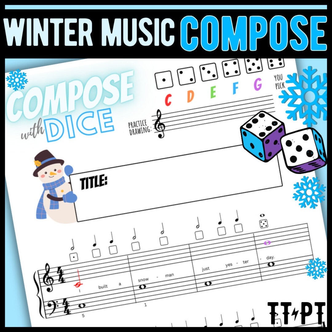 Winter Music Composing Activity for Piano Lessons | Compose With Dice ...