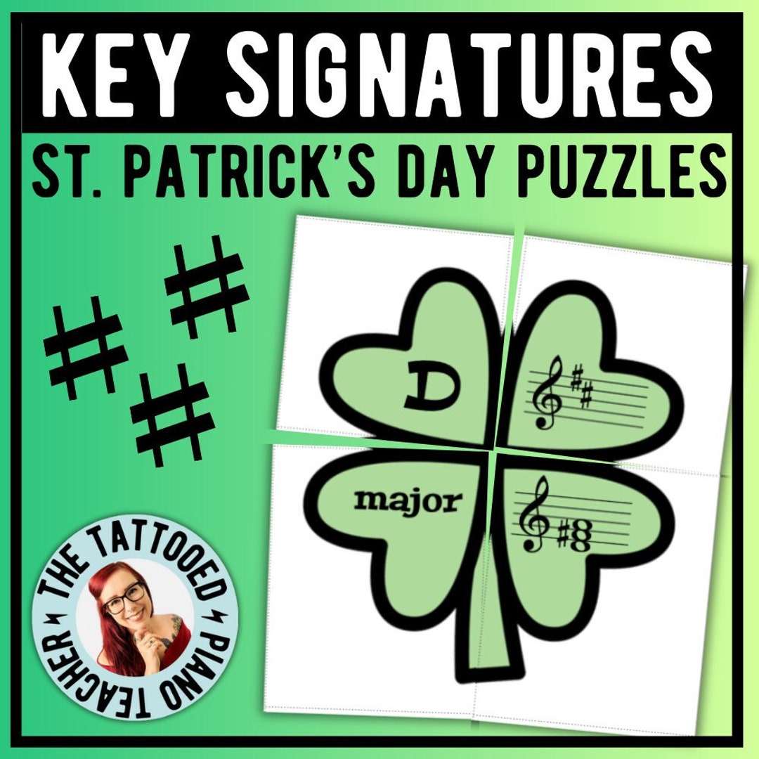 Key Signatures Puzzles - St. Patrick's Day Music Theory Major Minor ...