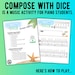 Summer Music Composing Activity for Piano Compose With Dice - Etsy
