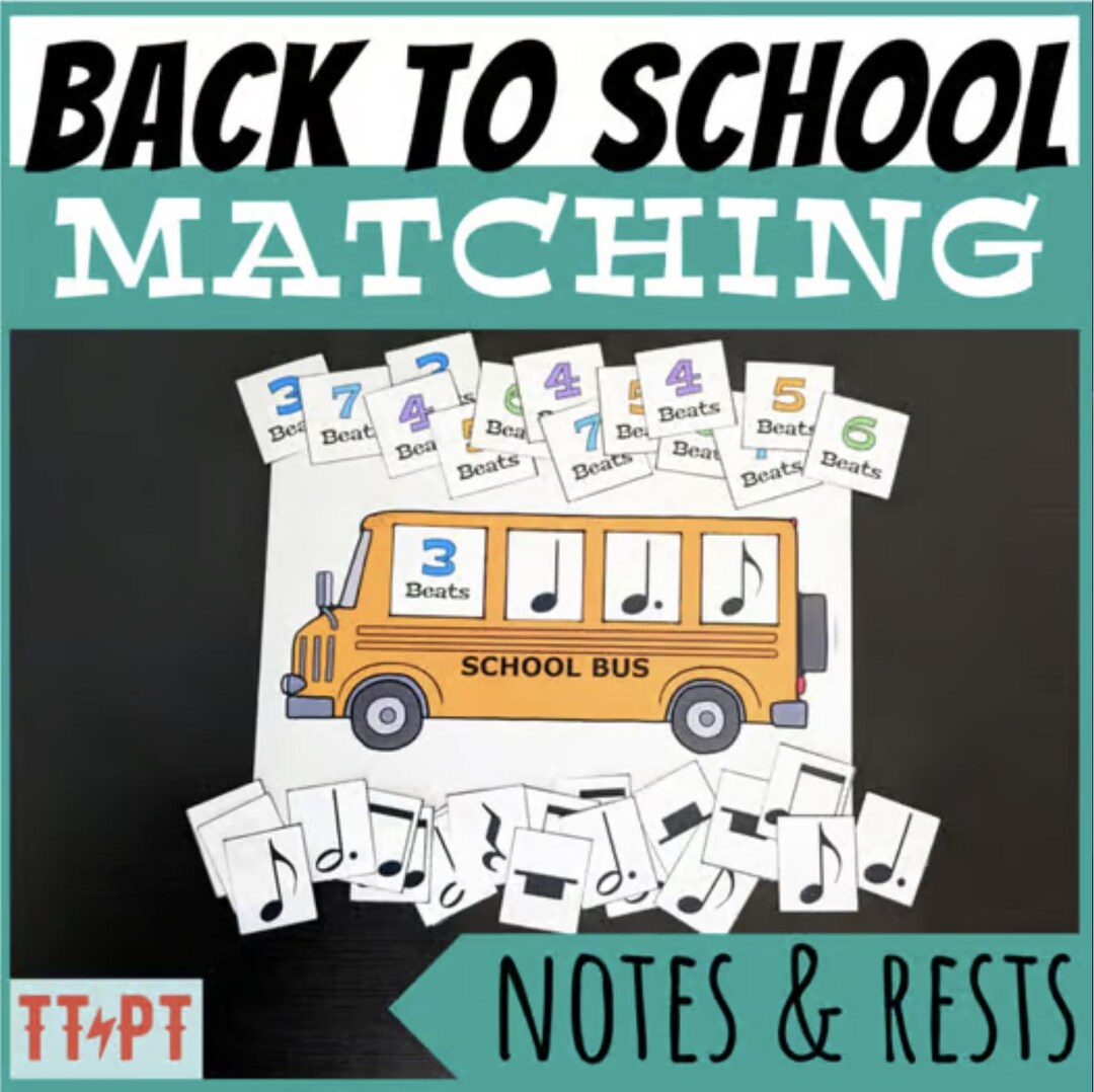 Rhythm Music Theory Puzzles | Back to School Bus Matching Game: Note ...