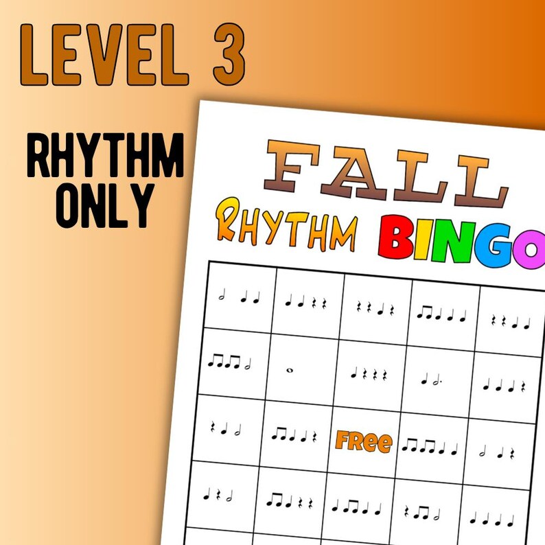 Fall Rhythm Bingo | Music Bingo Game for Beginners (note Values, Rest ...