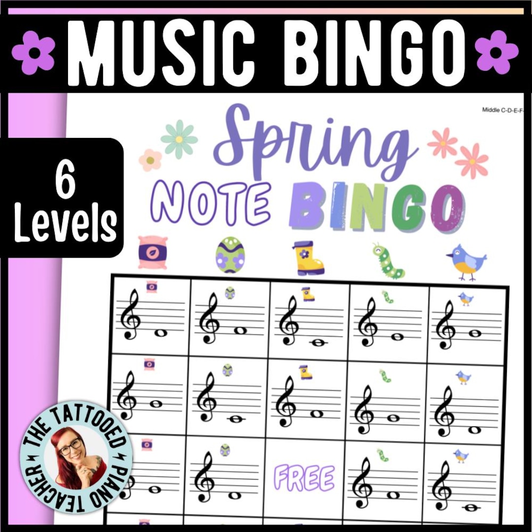 Spring Music Note Bingo | Music Theory Game for Piano Students, Notes ...