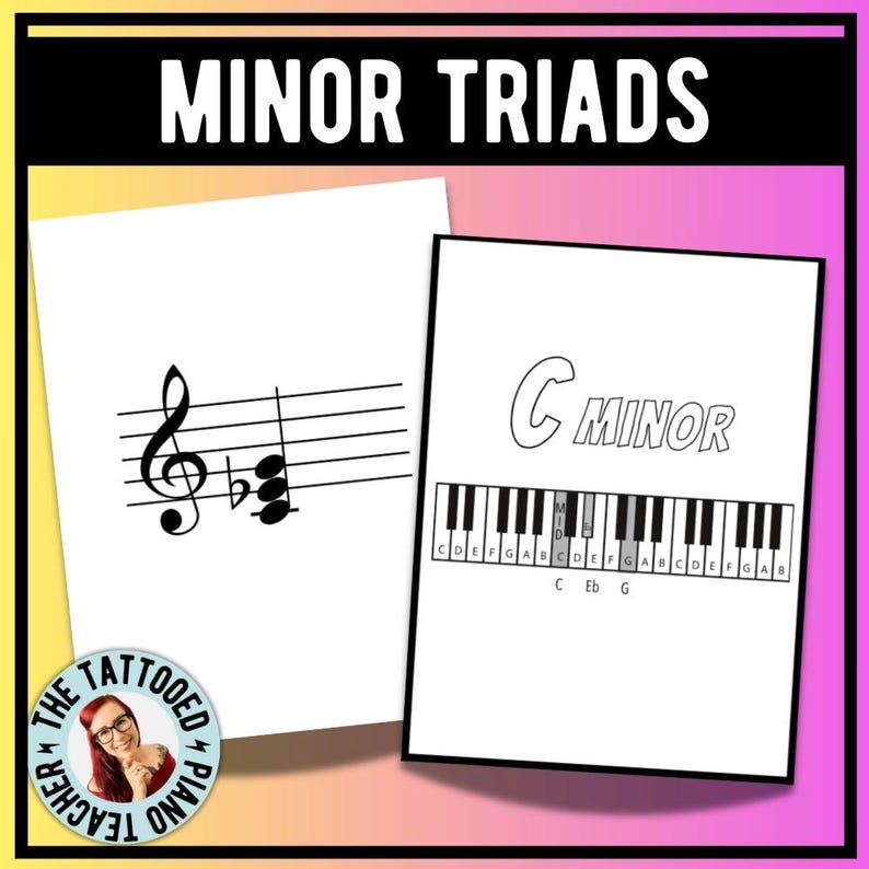 Minor Chords Flash Cards | Root Position Triads | Piano Music Theory ...