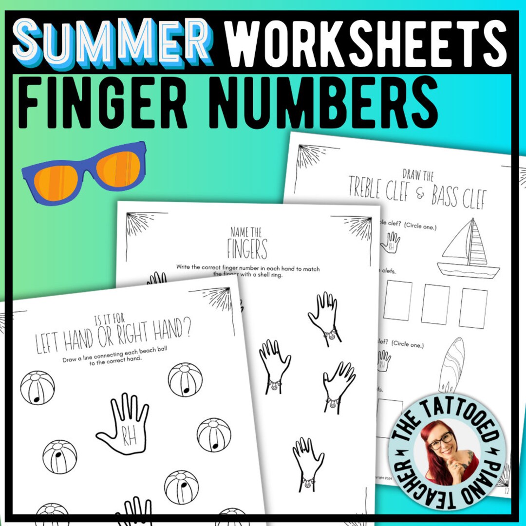 Summer Music Worksheets | Finger Numbers [beginner Piano Worksheets ...