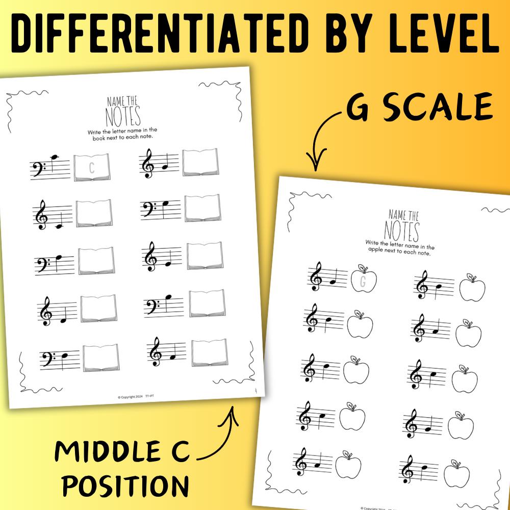 Back to School Music Worksheets | Note Naming [beginner Piano ...