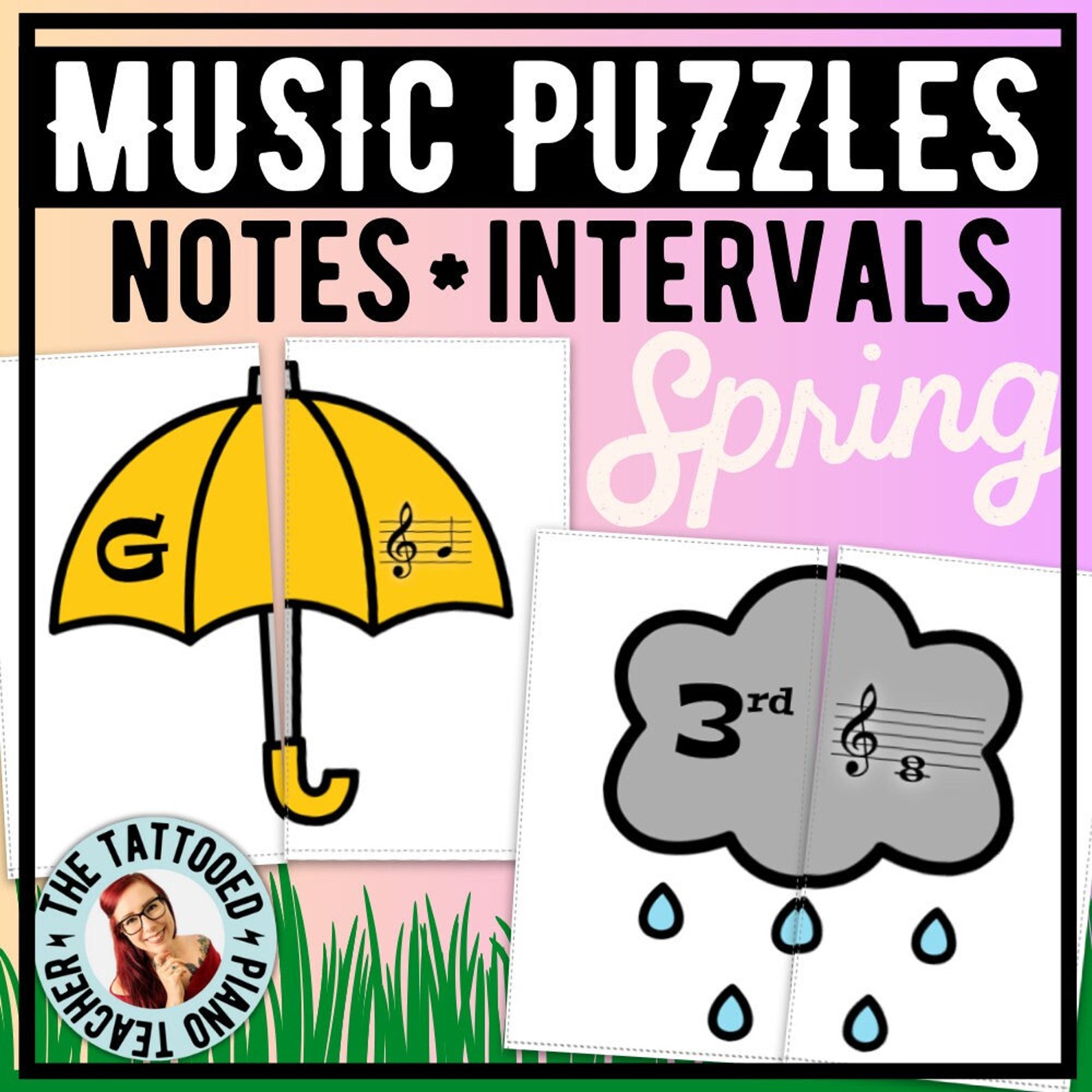 Spring Music Theory Puzzles | Notes Intervals Keys Symbols Flashcards ...