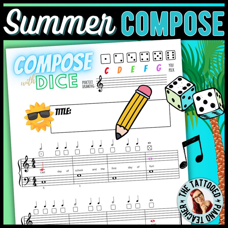 Summer Music Composing Activity for Piano | Compose With Dice - Etsy