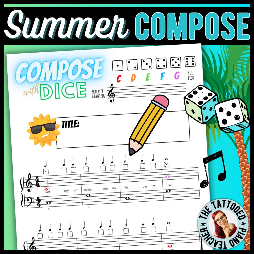 Summer Music Composing Activity for Piano | Compose With Dice - Etsy