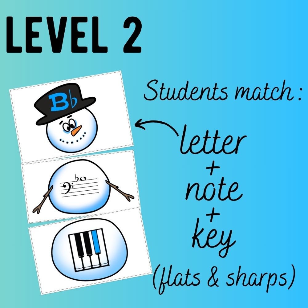 WINTER Music Theory PUZZLES Snowman Matching: Notes, Key Names, Sharps ...