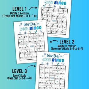 Winter Music Note Bingo | Music Theory Game for Piano Students | Naming ...
