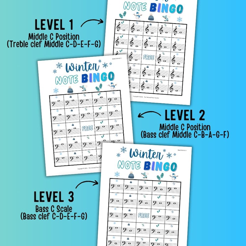 Winter Music Note Bingo | Music Theory Game for Piano Students | Naming ...