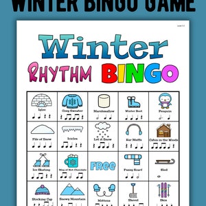 Winter Rhythm Bingo | Music Bingo Game for Beginners (note Values) - Etsy