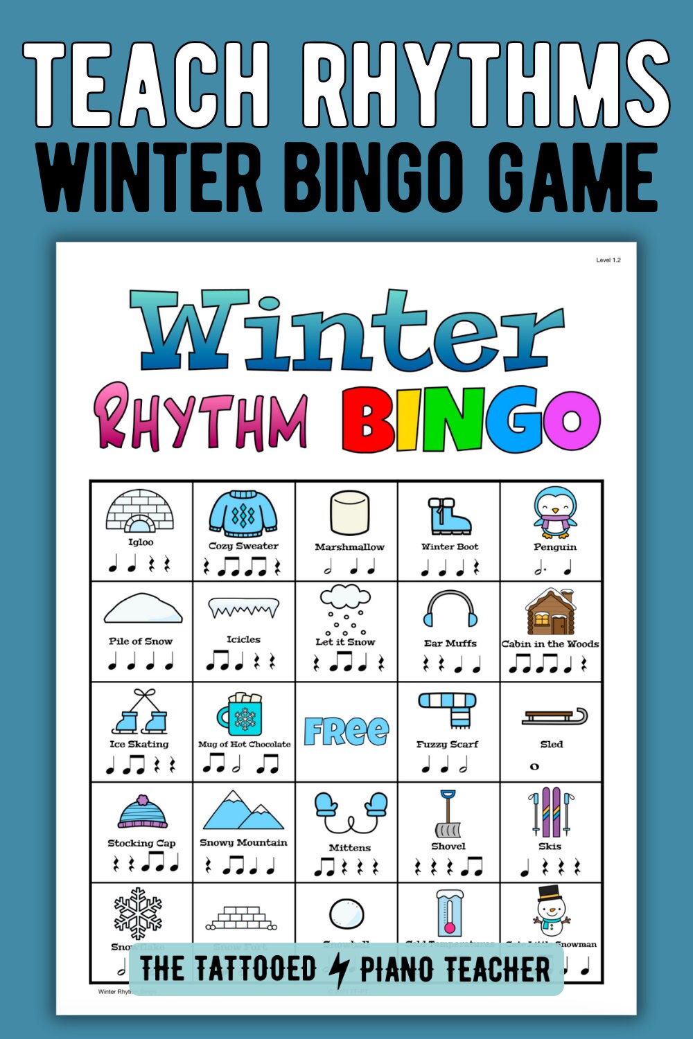 Winter Rhythm Bingo | Music Bingo Game for Beginners (note Values) - Etsy
