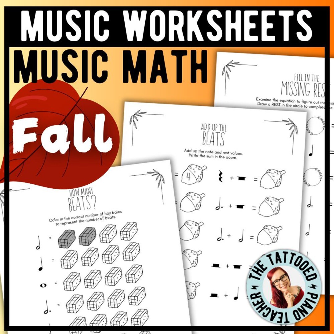 Fall Music Worksheets | Music Math, Note Values [beginner Piano] Autumn ...