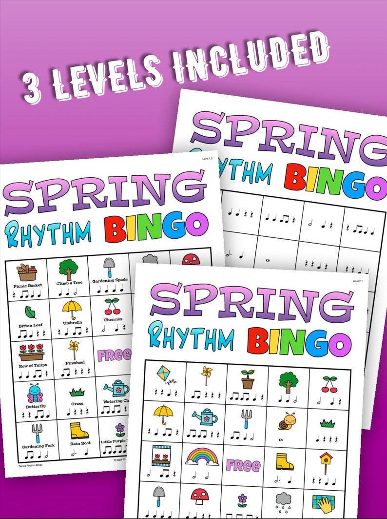 Spring Rhythm Bingo | Music Bingo Game for Beginners (note Values) - Etsy