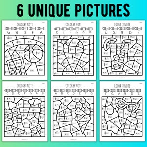 Summer Coloring Pages | Color by Code Music Notes | 3 Levels - Etsy
