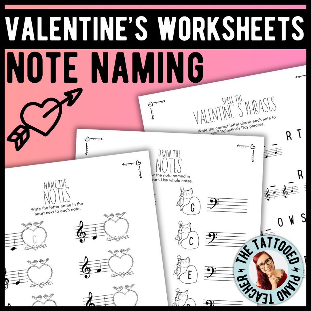 Valentine's Day MUSIC WORKSHEETS | Note Naming [beginner Piano ...