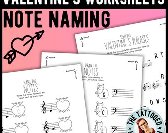 Printable Piano Music Theory Worksheets Staff Note-naming Valentine's ...