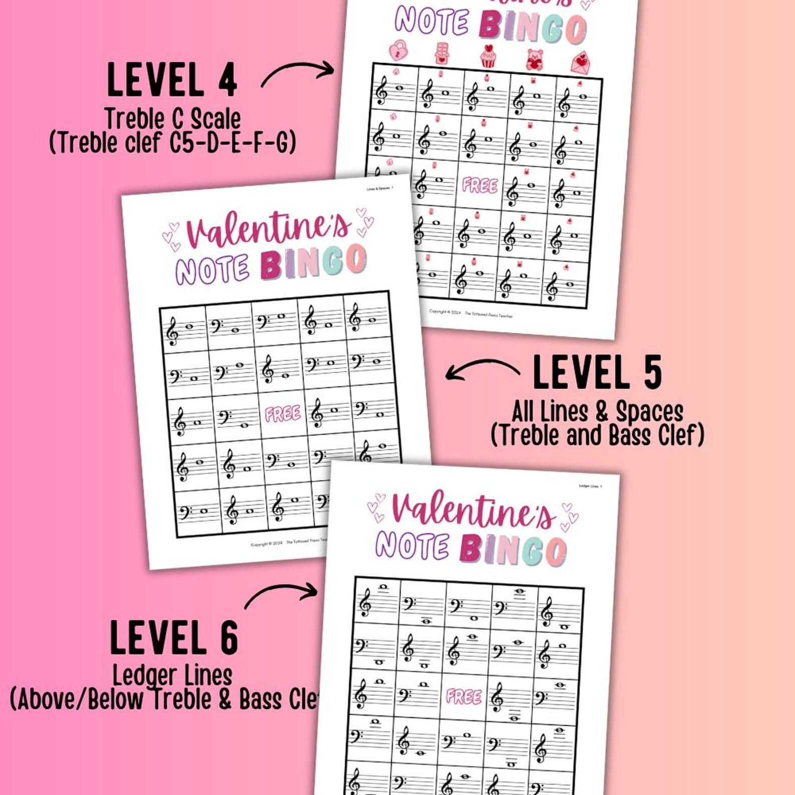 Valentine's Day Music Note Bingo | Music Theory Game for Piano Students ...