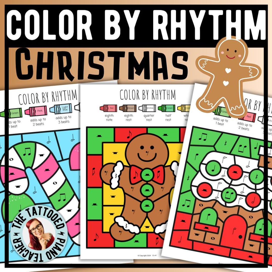 Christmas Music Coloring Pages Color by Code Rhythm Note Rests ...