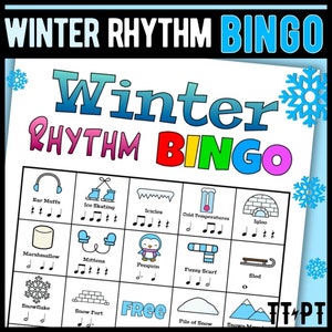 Winter Rhythm Bingo | Music Bingo Game for Beginners (note Values) - Etsy