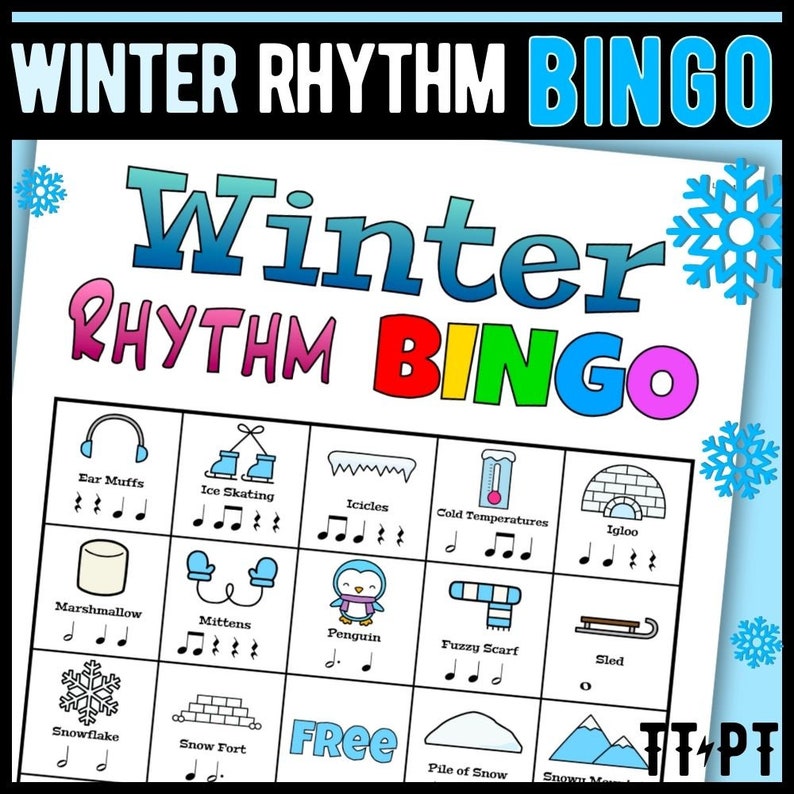 Winter Rhythm Bingo | Music Bingo Game for Beginners (note Values) - Etsy