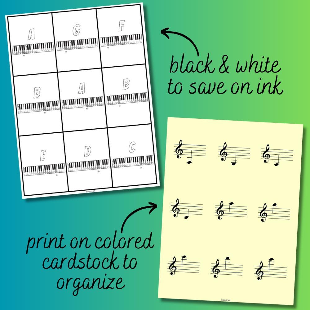 Music Note Flash Cards Notes on the Staff Piano Music Theory Black ...