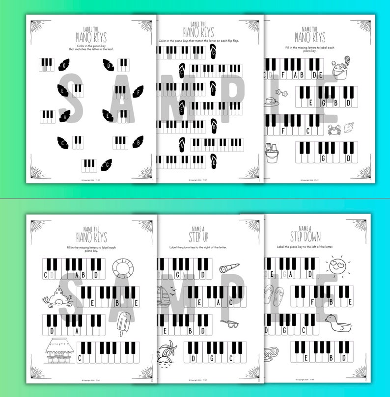 Summer Music Worksheets | Piano KEYS [black Keys, White Keys] Beach ...
