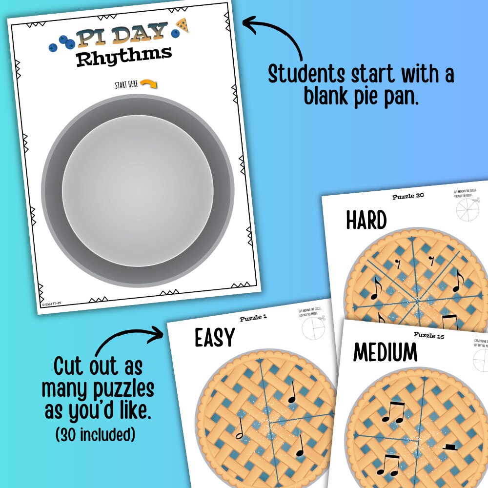 Pi Day Rhythm Pie Puzzles: Spring Music Game for Note & Rest Values - Etsy