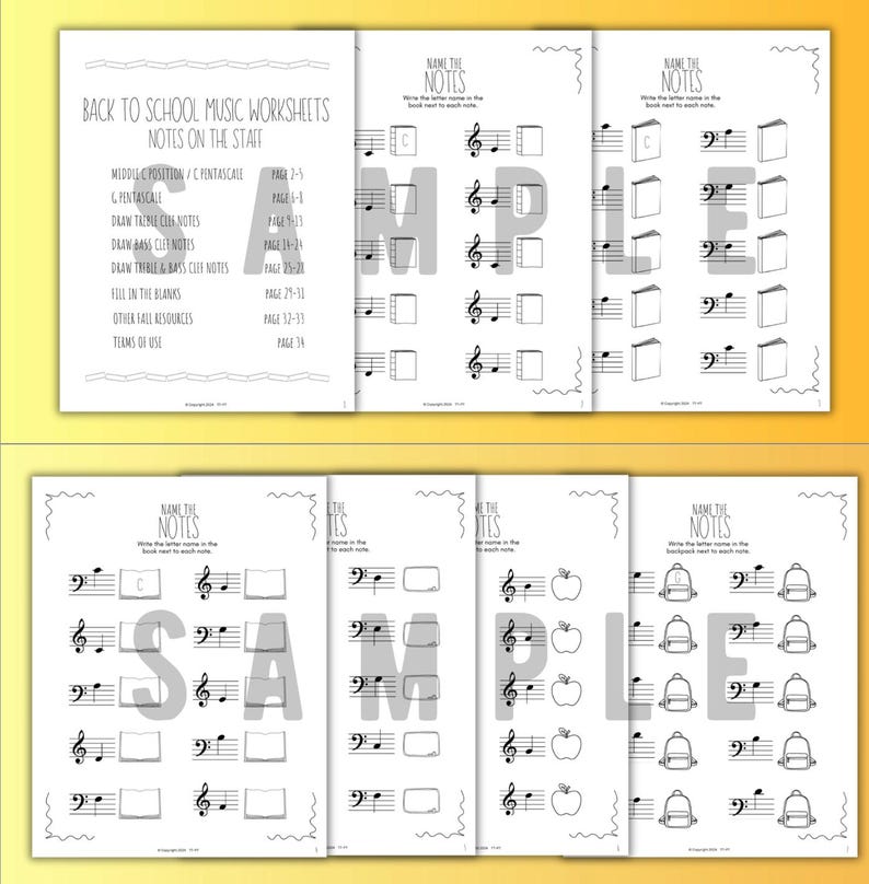 Back to School Music Worksheets | Note Naming [beginner Piano ...