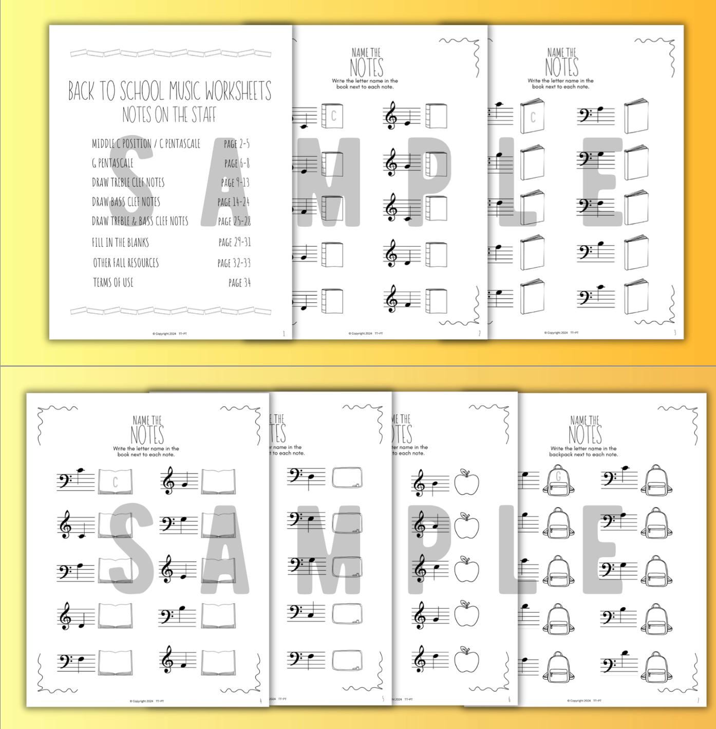 Back to School Music Worksheets | Note Naming [beginner Piano ...