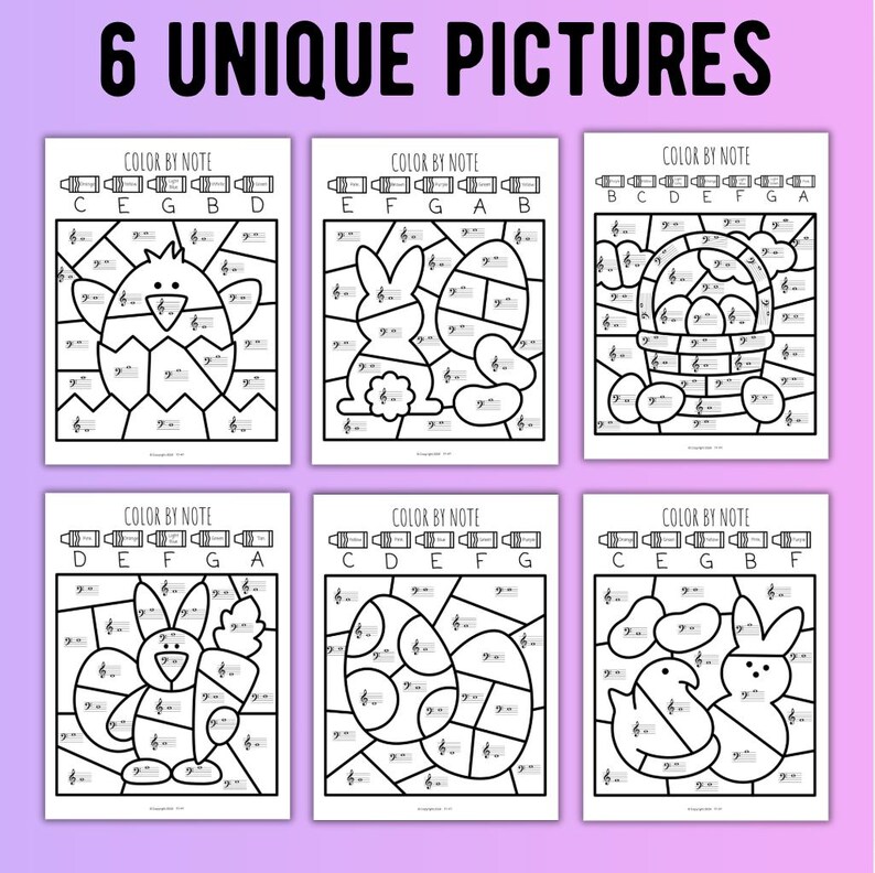 Easter Coloring Pages | Color by Code Music Notes | 3 Levels | Note ...