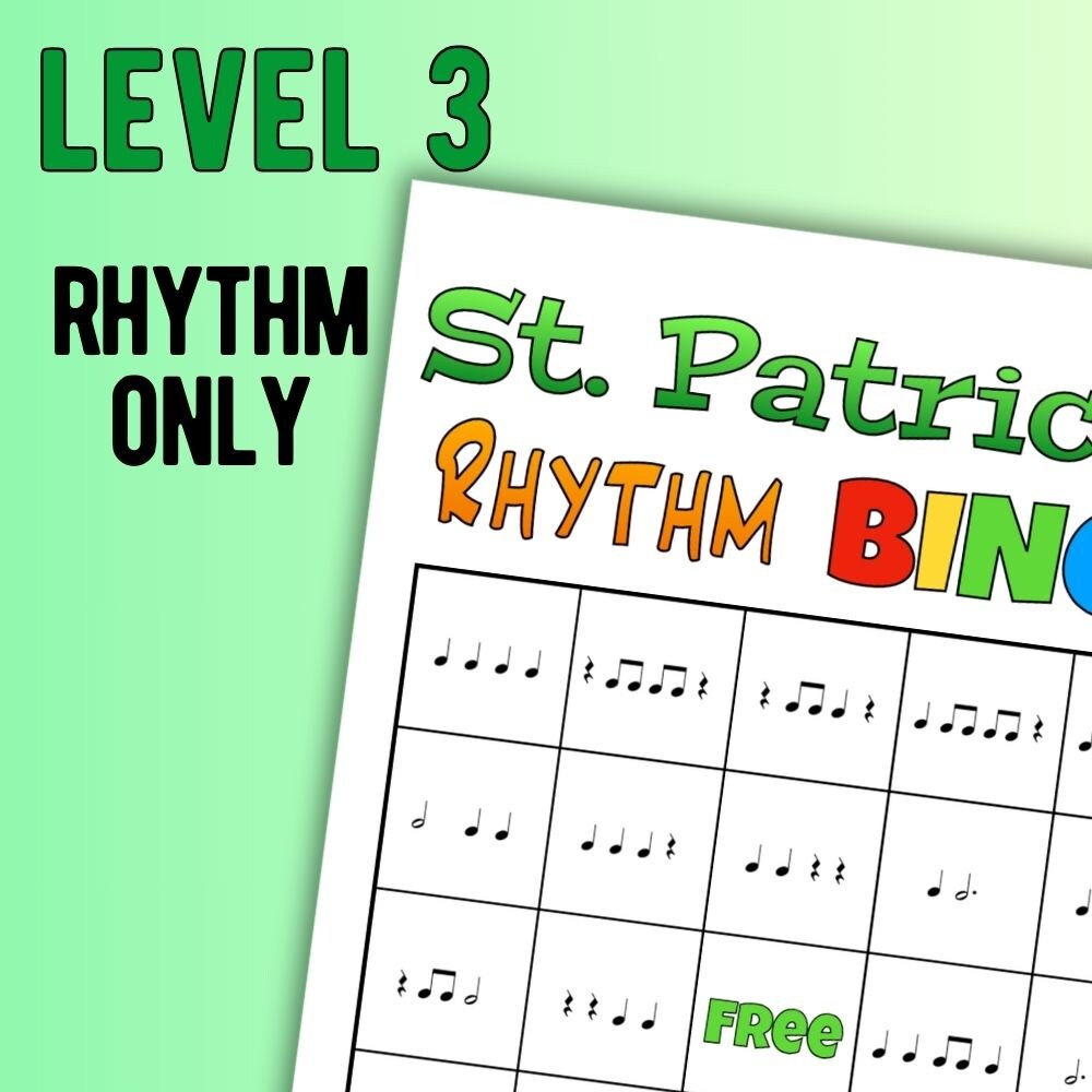 St. Patrick's Day Rhythm Bingo | Music Bingo Game for Beginners (note ...