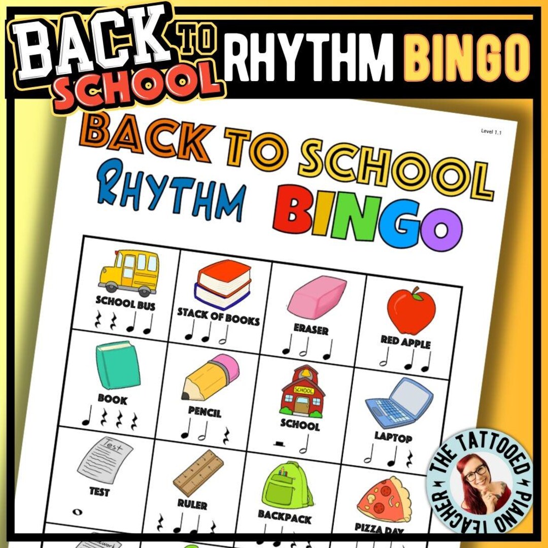 Back to School Rhythm Bingo | Music Bingo Game for Beginners (note ...
