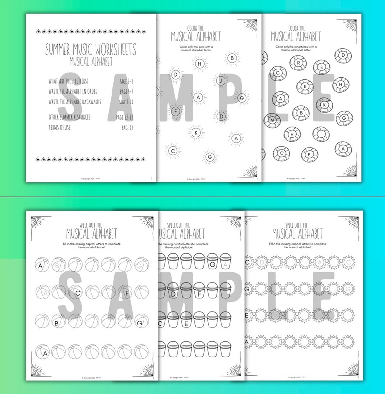 Summer Music Worksheets | Musical Alphabet [beginner Piano] Beach Theme ...