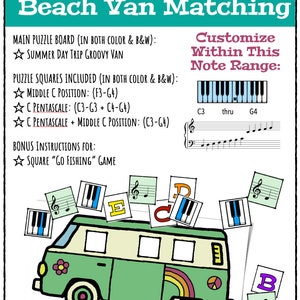 MUSIC THEORY PUZZLES Summer Beach Matching Game: Notes, Key Names ...