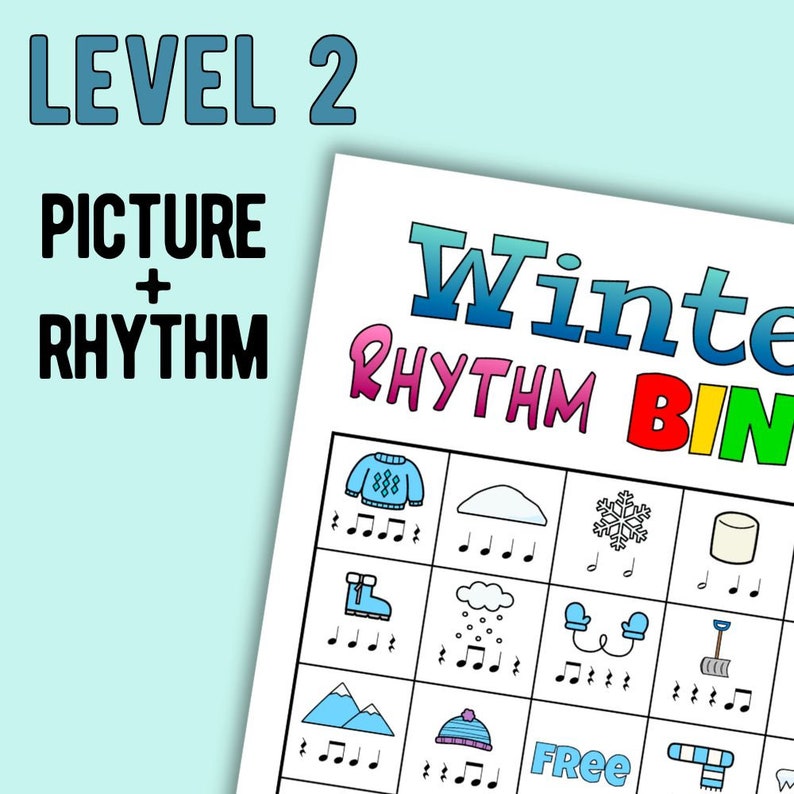 Winter Rhythm Bingo | Music Bingo Game for Beginners (note Values) - Etsy