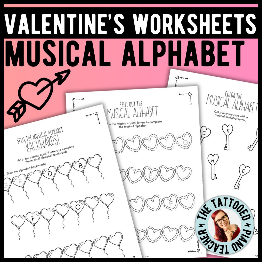 Valentine's Day MUSIC WORKSHEETS | Musical Alphabet [beginner Piano ...