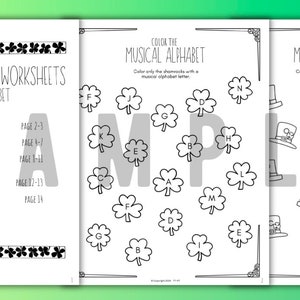 St. Patrick's Day Music Worksheets | Musical Alphabet [beginner Piano ...