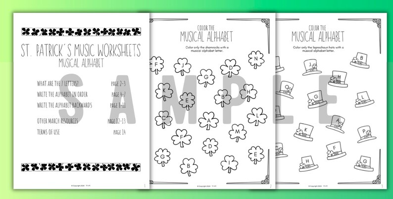 St. Patrick's Day Music Worksheets | Musical Alphabet [beginner Piano ...