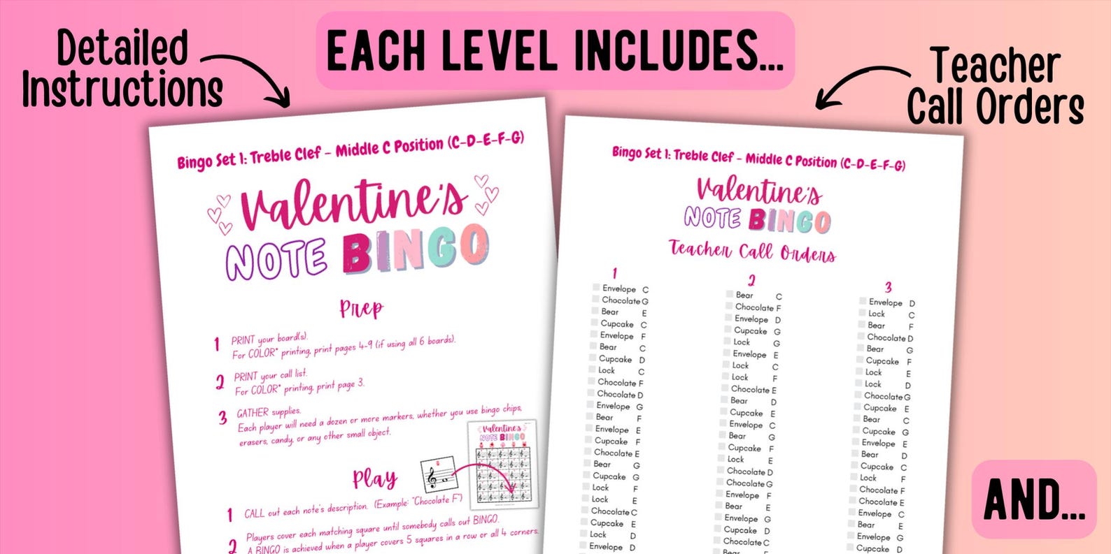 Valentine's Day Music Note Bingo | Music Theory Game for Piano Students ...