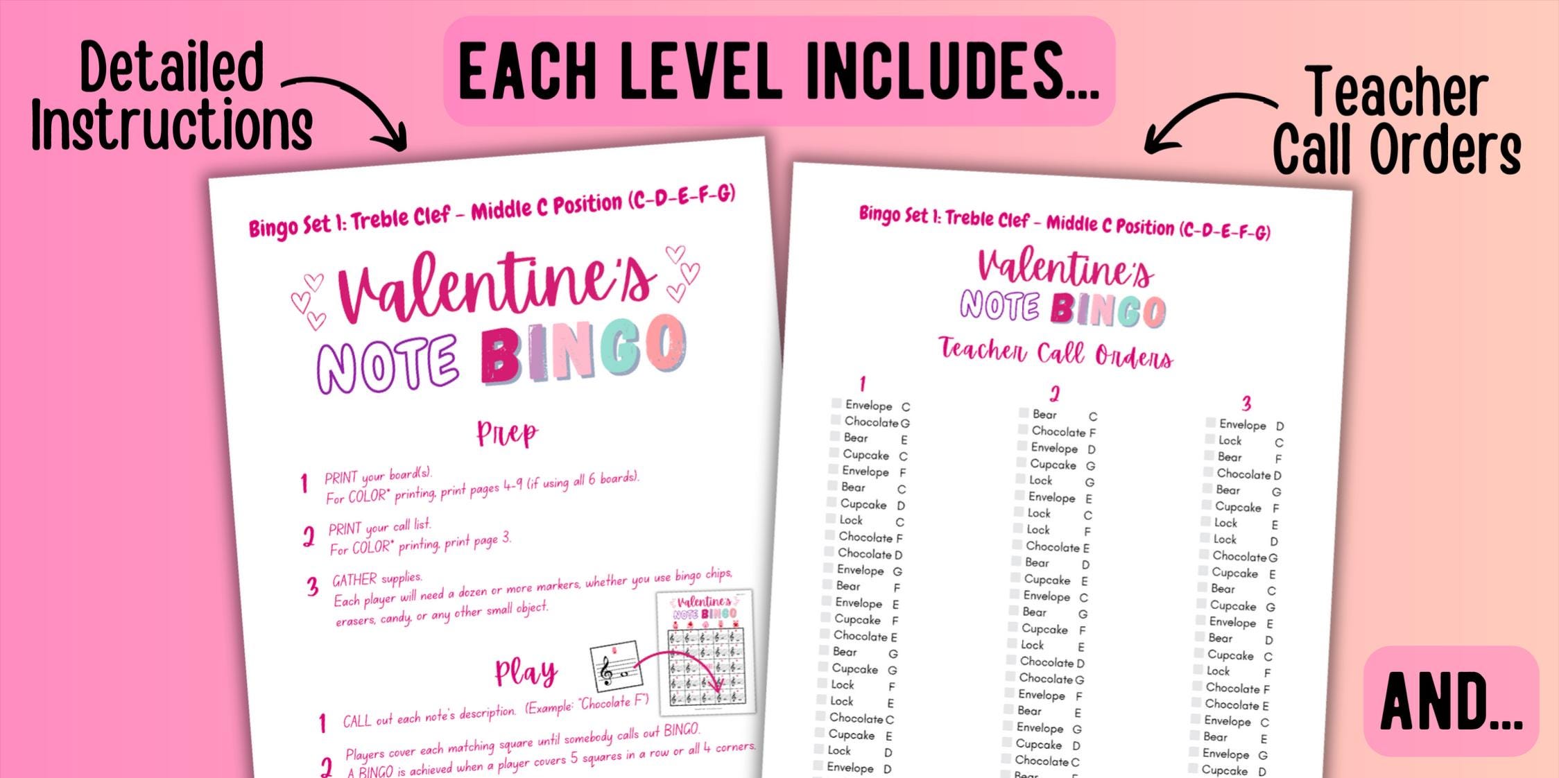 Valentine's Day Music Note Bingo | Music Theory Game for Piano Students ...